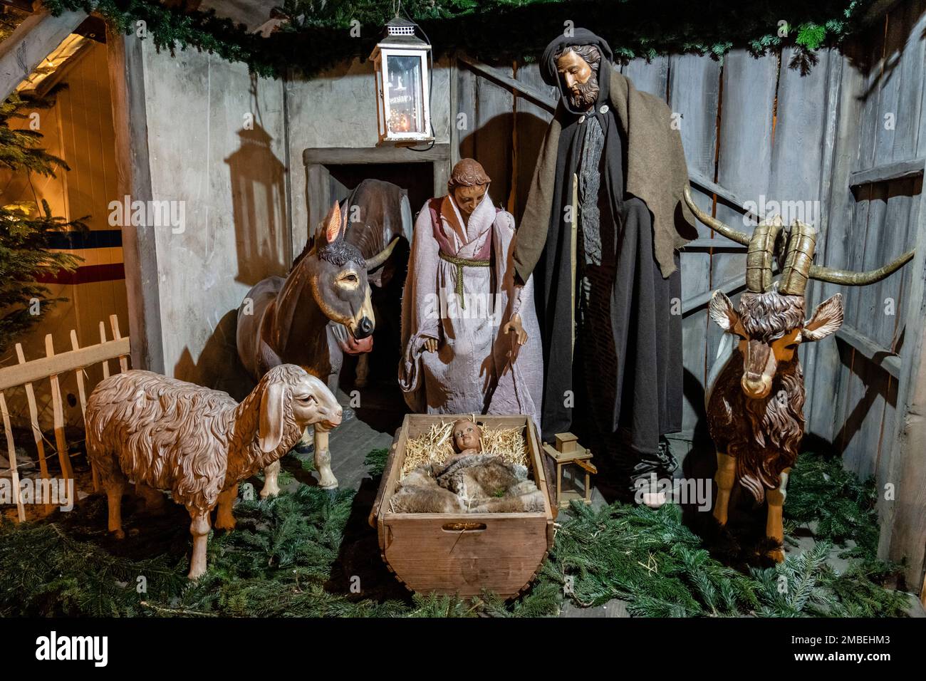christmas nativity scene at Christmas market, Humboldt Forum, Berlin ...