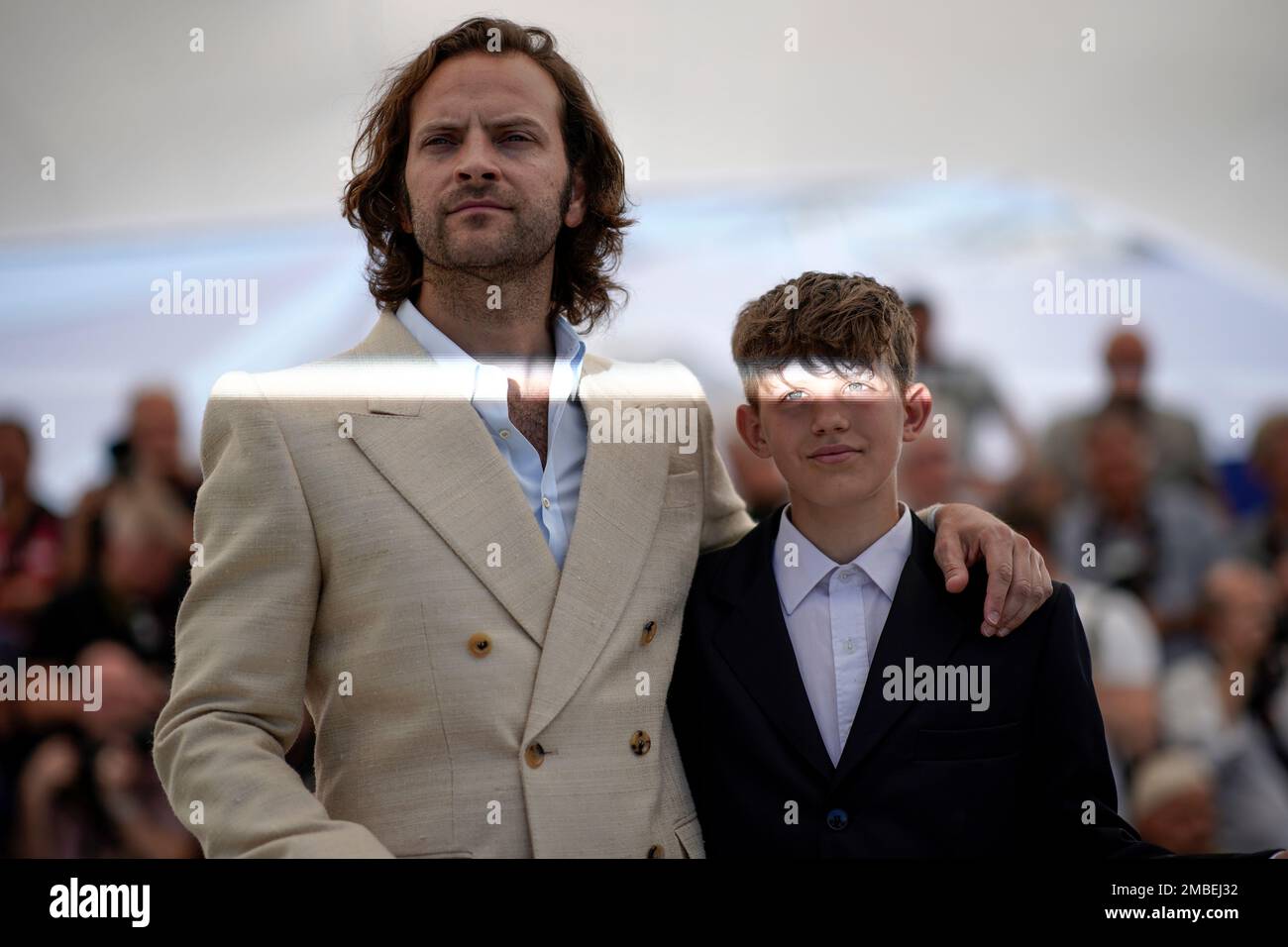 Alessandro Borghi, left, and Christian Sassella pose for photographers ...