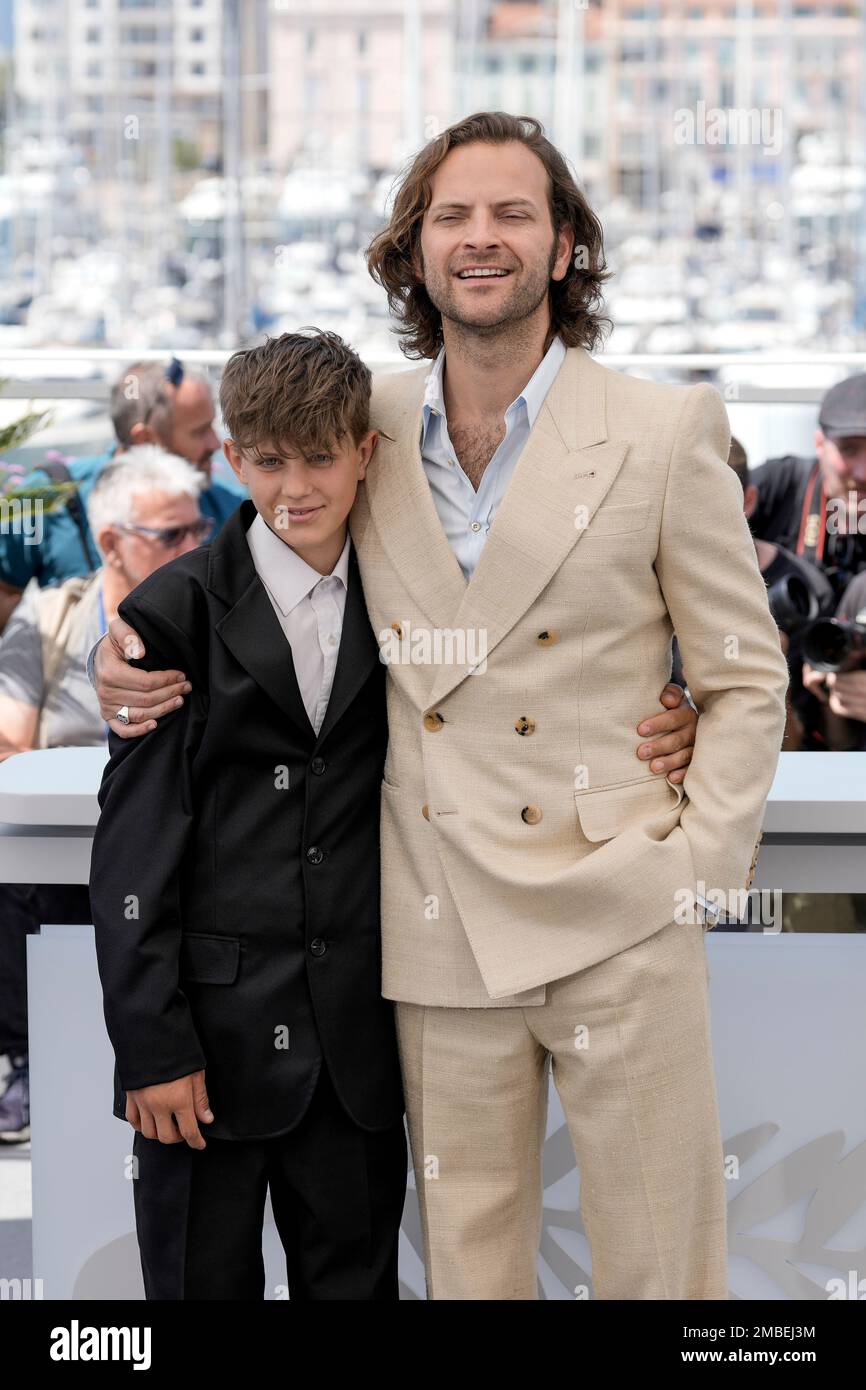 Alessandro Borghi, left, and Christian Sassella pose for photographers ...