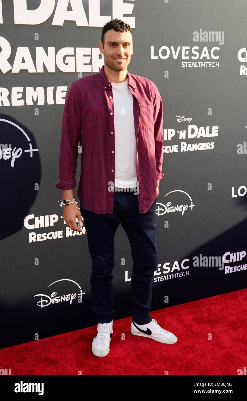 Dane DiLiegro poses at the premiere of the film "Chip 'n Dale: Rescue ...