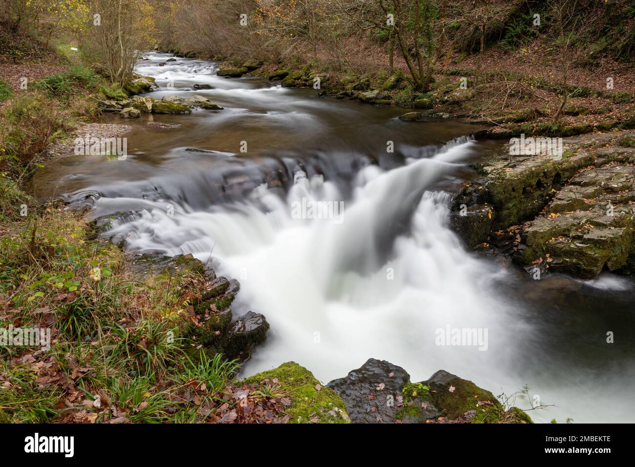 Long exposure of the Watersmeet Bridge waterfall on the East Lyn river ...