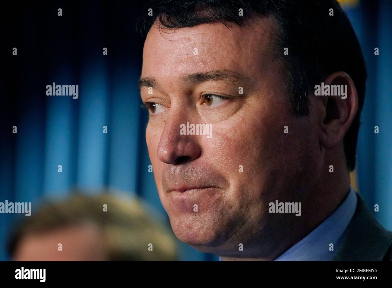 Mississippi Public Safety Commissioner Sean Tindell listens to a ...