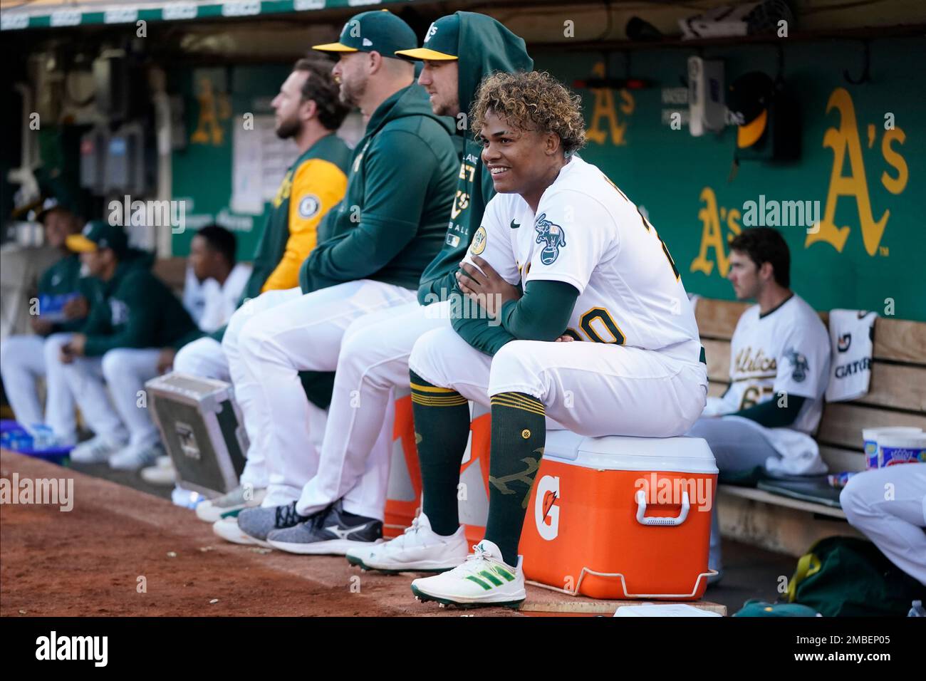 Oakland Athletics' Cristian Pache during a baseball game against the ...