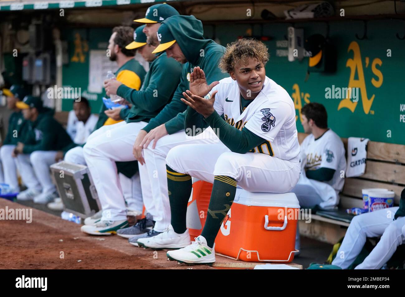 Oakland Athletics' Cristian Pache during a baseball game against the ...