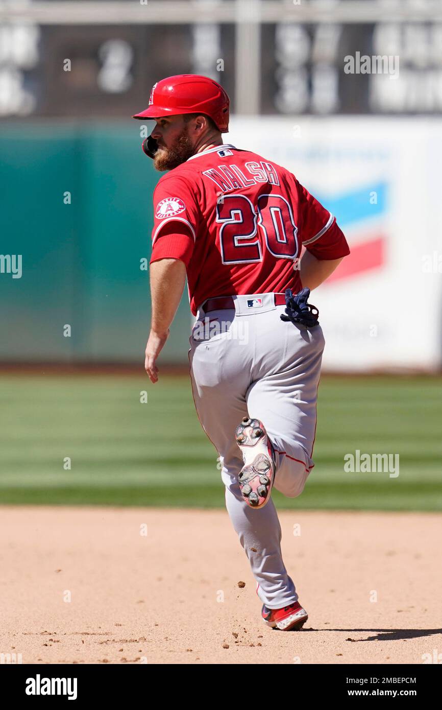 Los Angeles Angels' Jared Walsh during the first baseball game of a ...