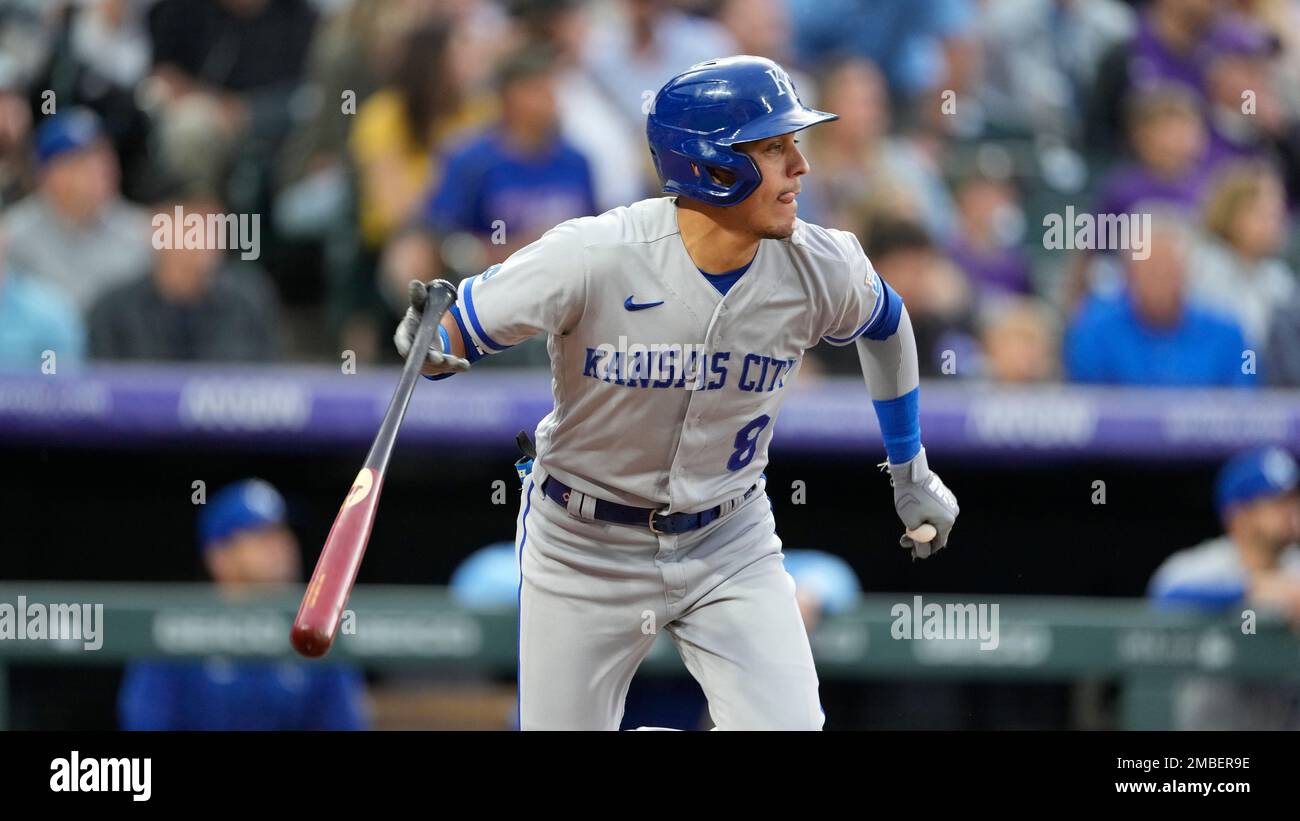 Kansas City Royals second baseman Nicky Lopez (8) in the third inning ...