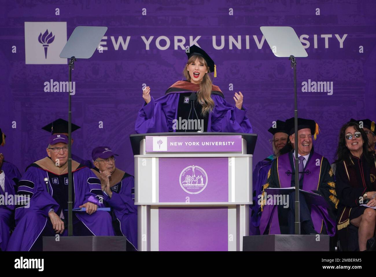 Taylor Swift speaks during a graduation ceremony for New York ...