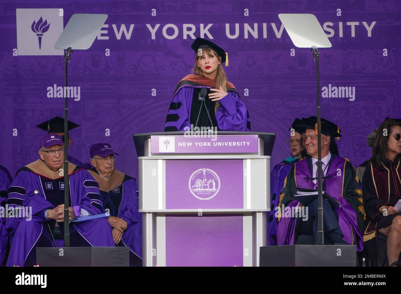 Taylor Swift speaks during a graduation ceremony for New York ...