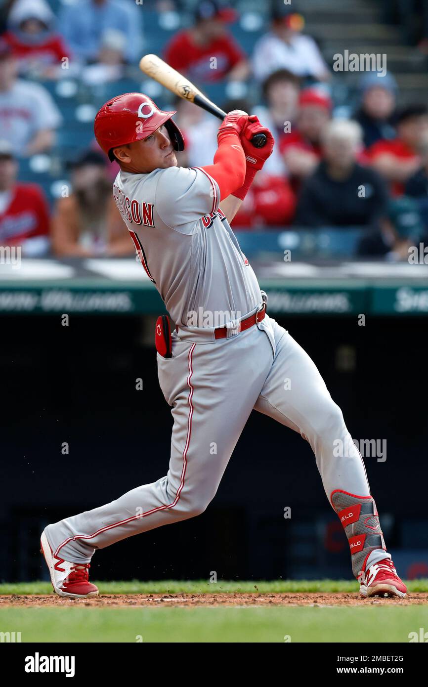 Cincinnati Reds' Tyler Stephenson bats against the Cleveland Guardians ...