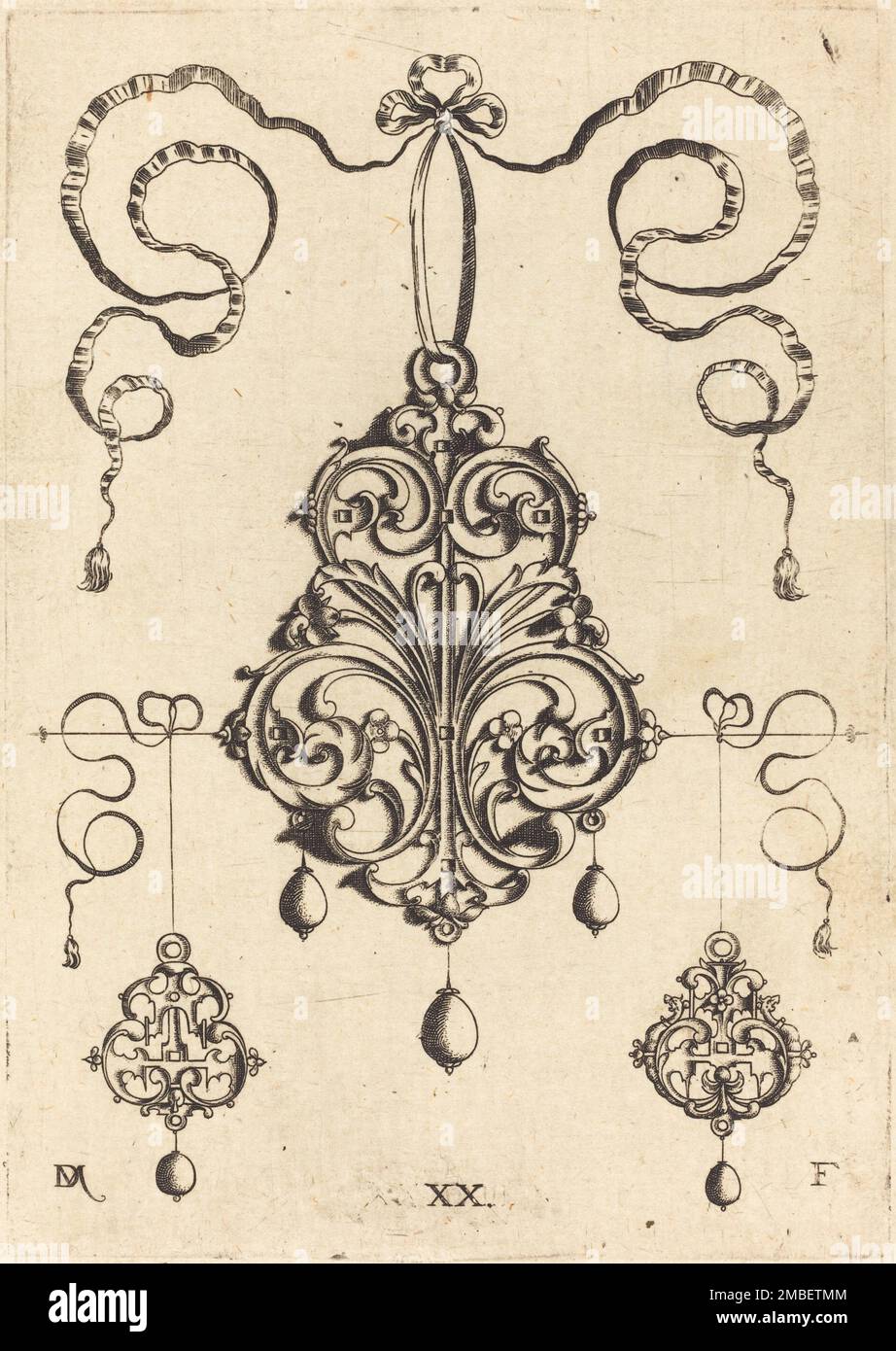 One Large and Two Smaller Strapwork Pendants Stock Photo - Alamy