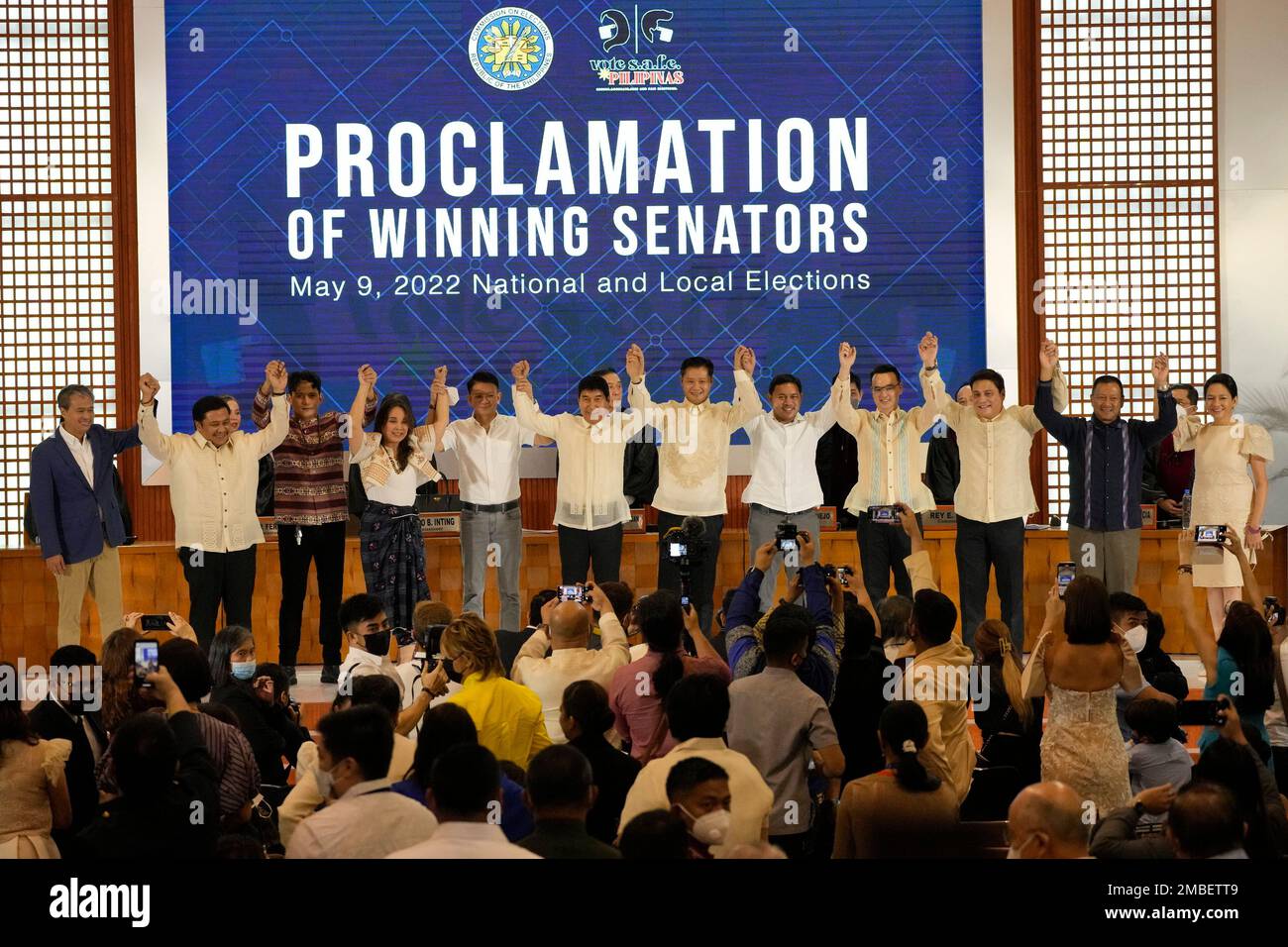 Elected Philippine senators, from left, Emmanuel Joel Villanueva, Jose ...
