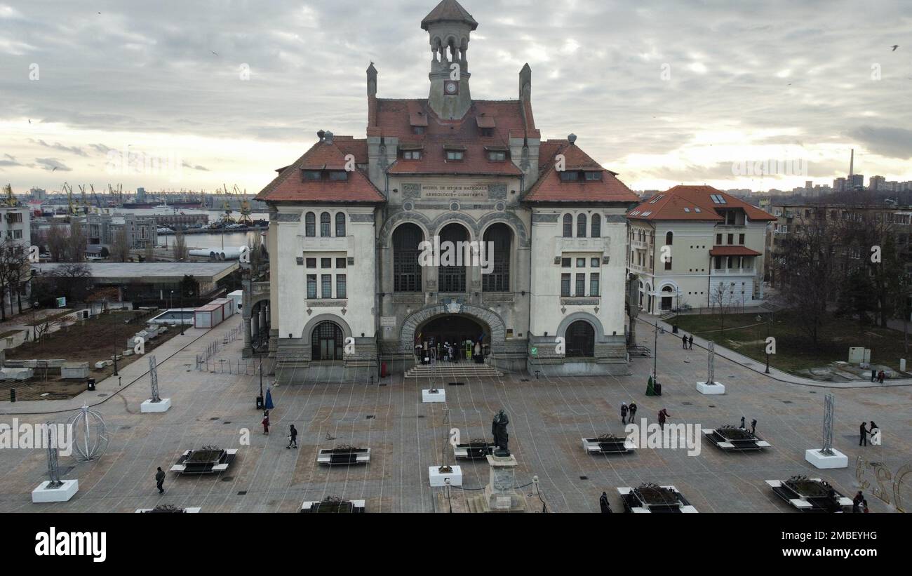 An aerial of the Museum of National History and Archeology in Constanta ...