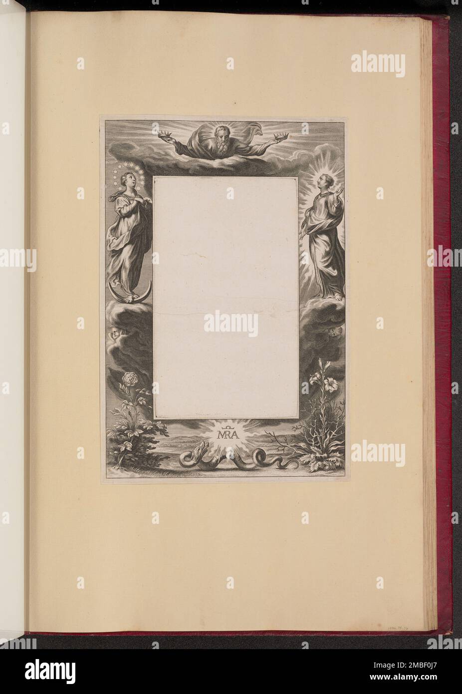 Border Illustration with God the Father, Two Saints, and a Serpent ...