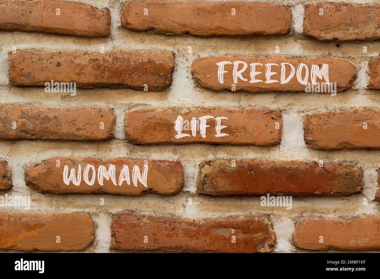 Woman life freedom symbol. Concept words Woman Life Freedom on red ...