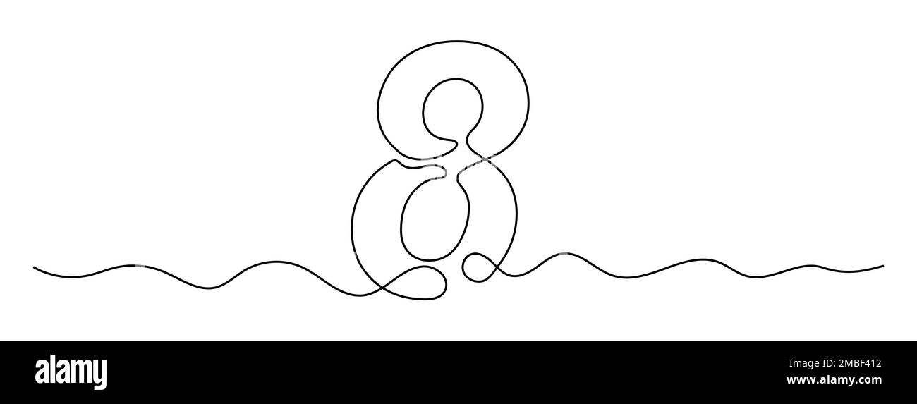 Number 8 in continuous line drawing style. Line art of number eight ...