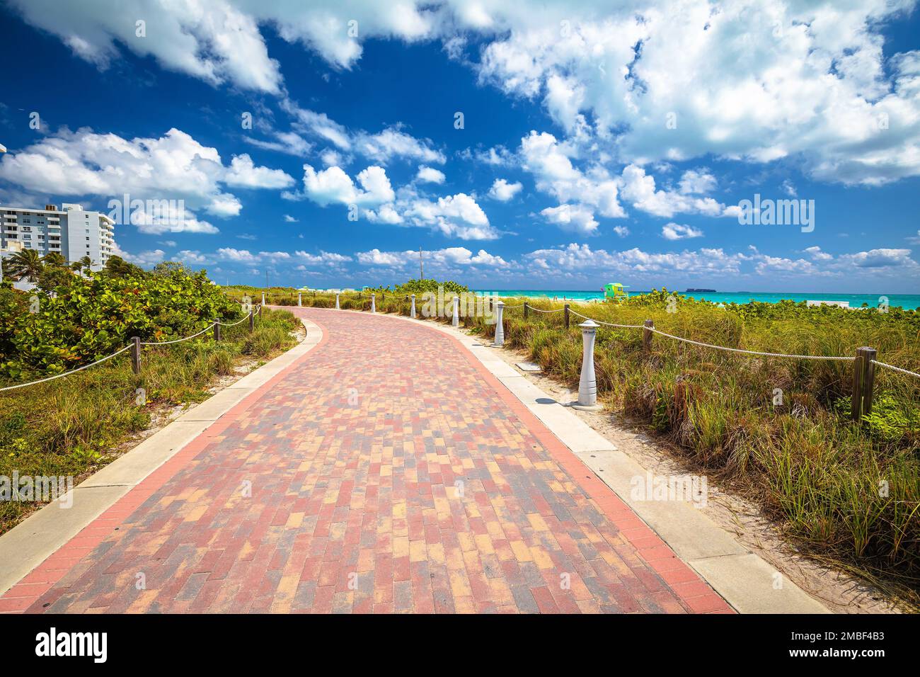 Miami Beach South beach scenic ocean walkway view, Florida state ...