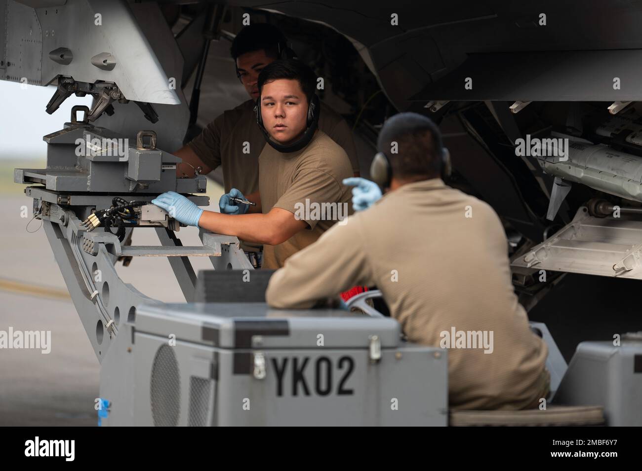 U.S. Airmen assigned to the 354th Air Expeditionary Wing perform post ...