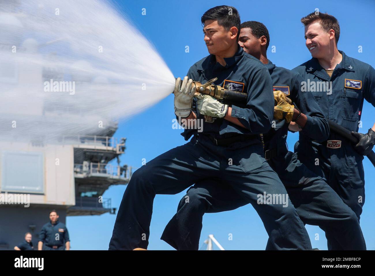 Sailors assigned to USS Gerald R. Ford’s (CVN 78) air department, man ...