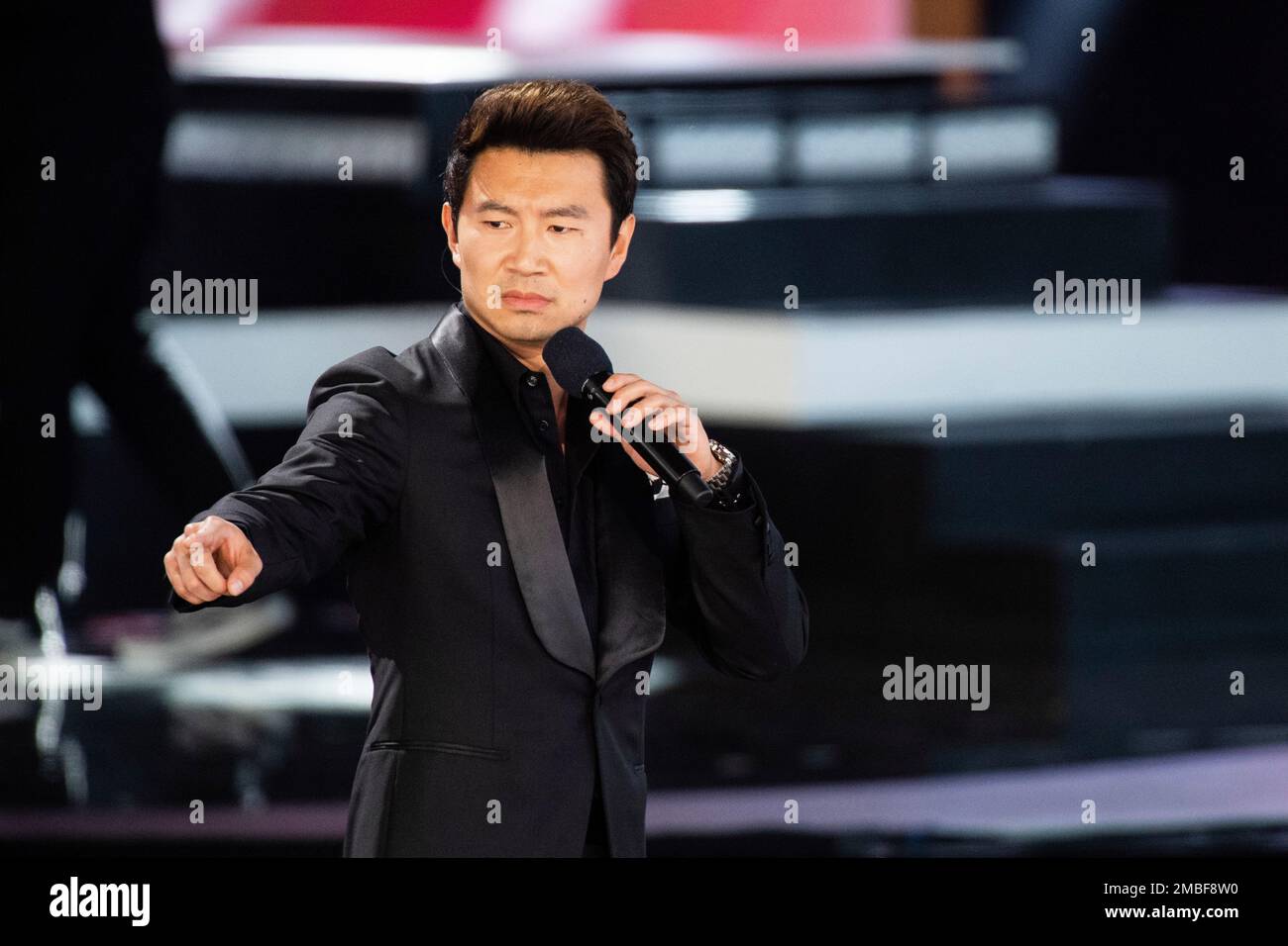Simu Liu on stage at the JUNO Awards on Sunday, May 15, 2022, at the ...