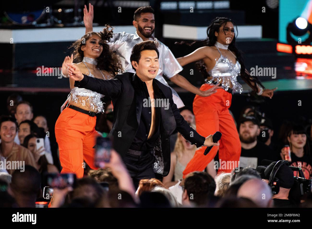 Simu Liu on stage at the JUNO Awards on Sunday, May 15, 2022, at the ...