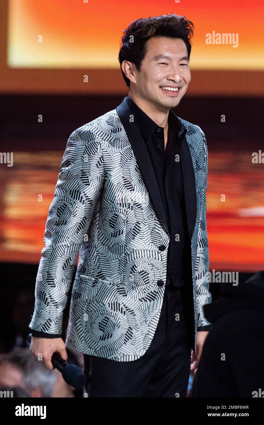 Simu Liu on stage at the JUNO Awards on Sunday, May 15, 2022, at the ...