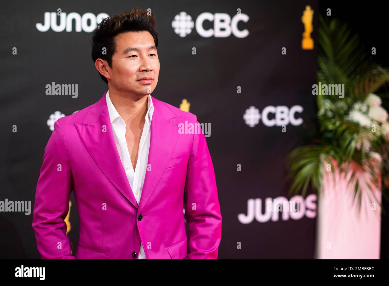 Simu Liu arrives at the JUNO Awards on Sunday, May 15, 2022, at the ...
