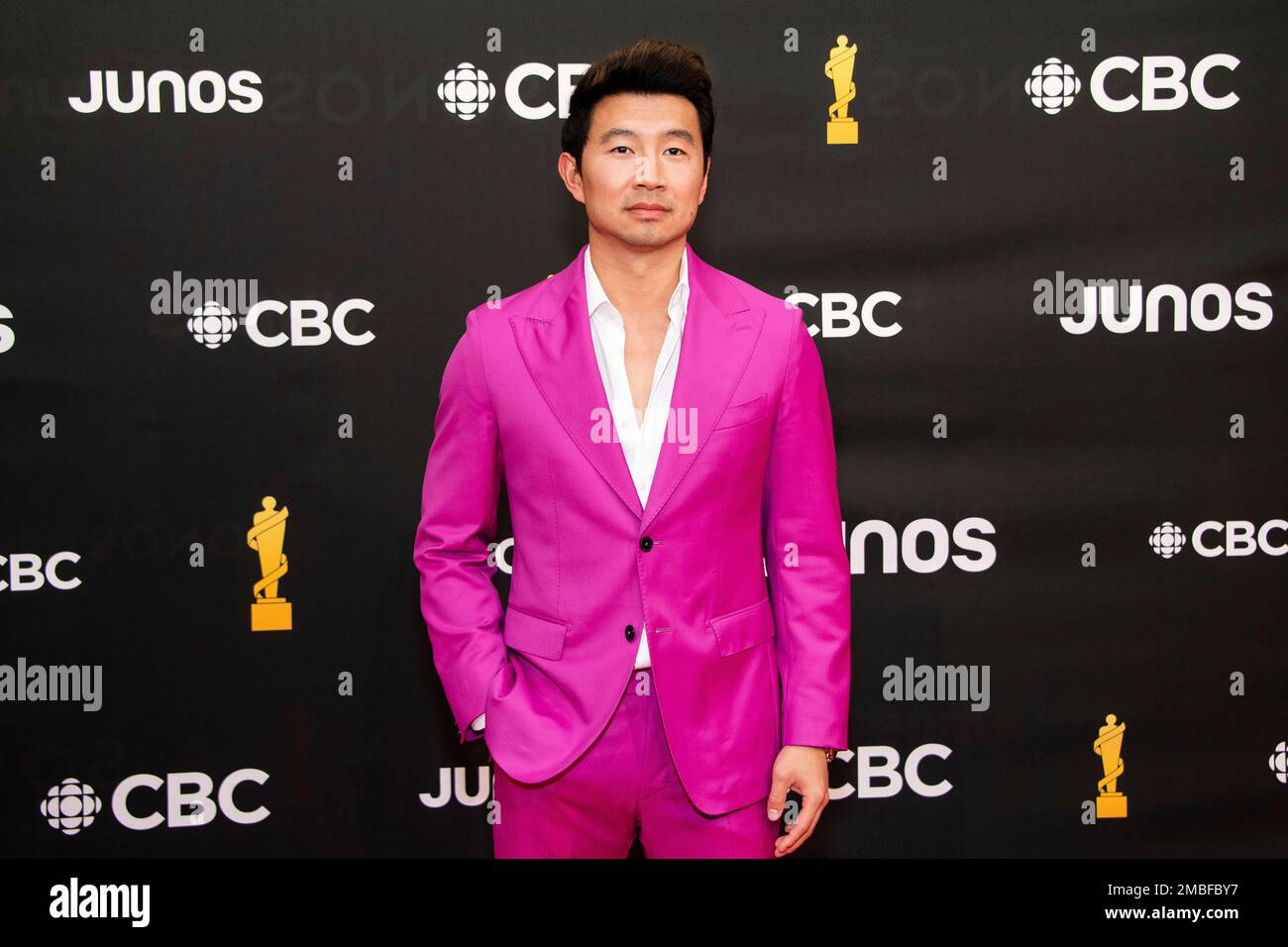 Simu Liu arrives at the JUNO Awards on Sunday, May 15, 2022, at the ...
