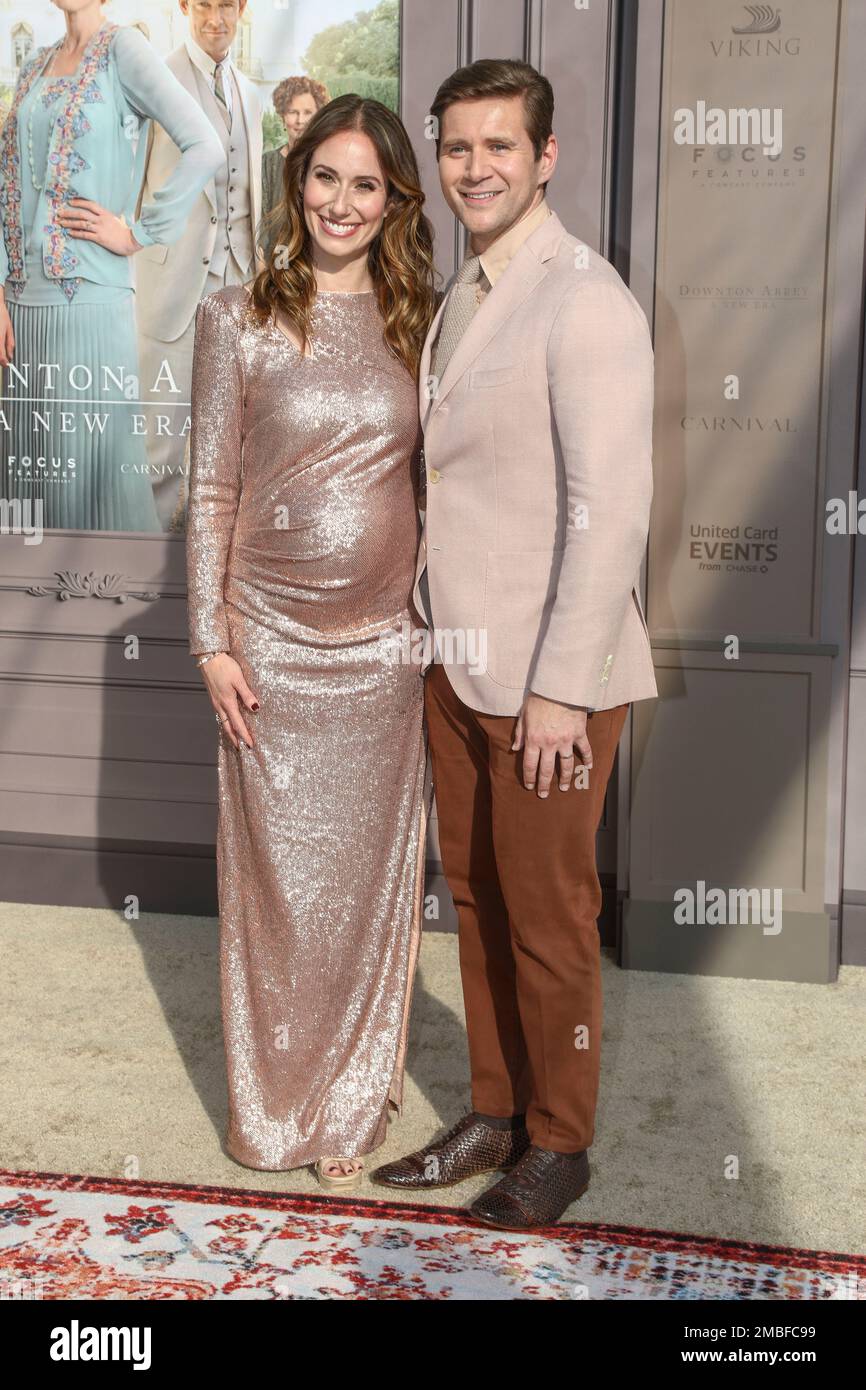 Actors Jessica Blair Herman, left, and Allen Leech, right, attend the ...