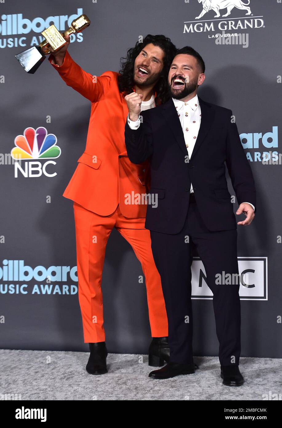 Dan Smyers, left, and Shay Mooney, of Dan + Shay, pose in the press ...
