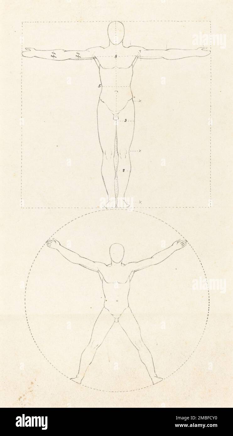 Circle and Square of the Human Figure, published 1829 Stock Photo - Alamy