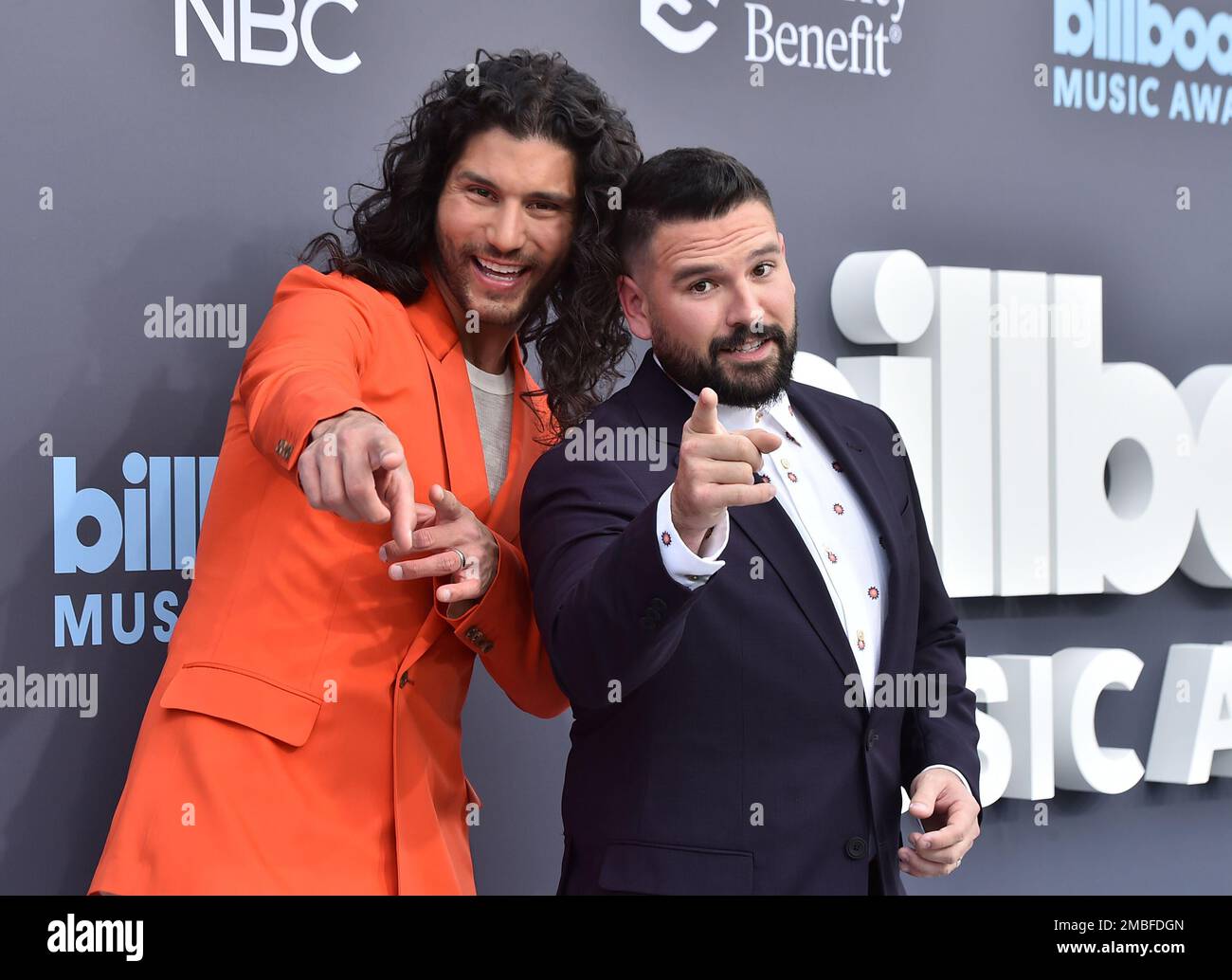 Dan Smyers, left, and Shay Mooney, of Dan + Shay, arrive at the ...