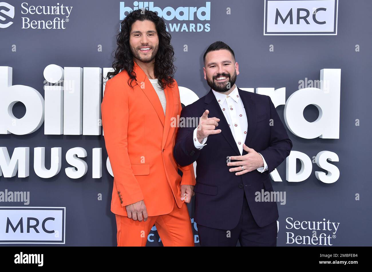 Dan Smyers, left, and Shay Mooney of Dan + Shay arrive at the Billboard ...