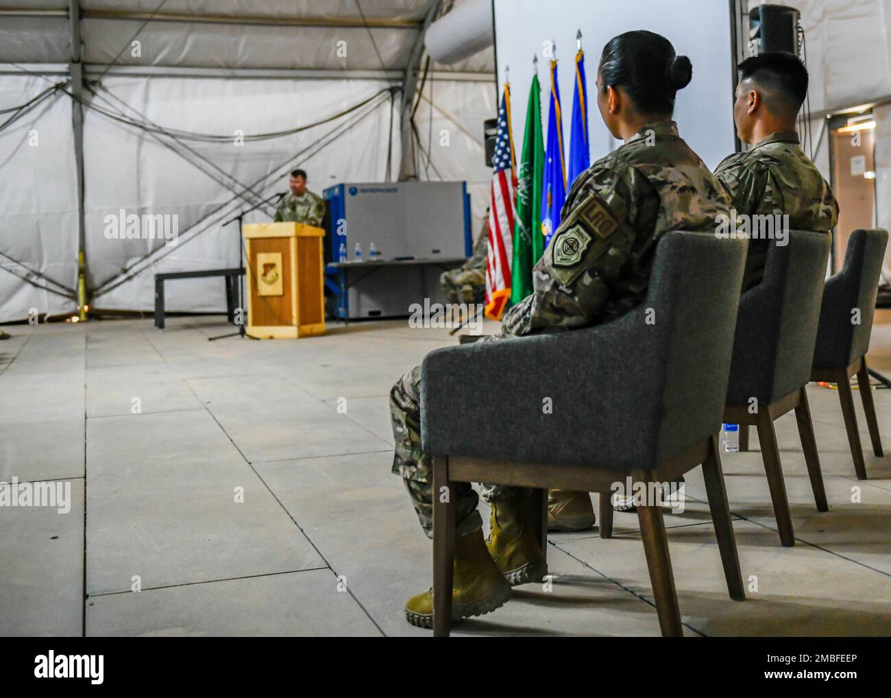 U.S. Air Force Maj. Alexander Yee and Maj. Cynthia Lete, the respective ...