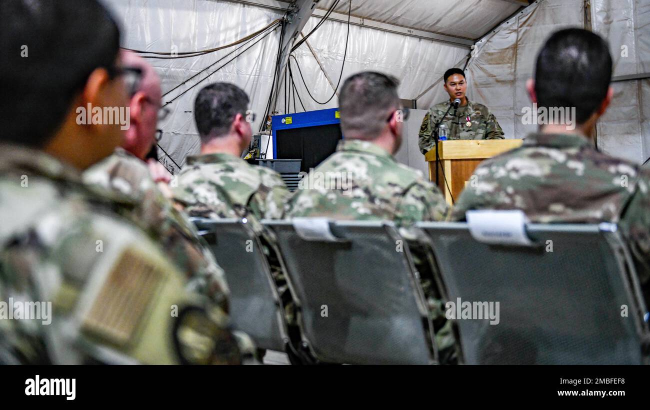 U.S. Air Force Maj. Alexander Yee, outgoing commander of the 378th ...