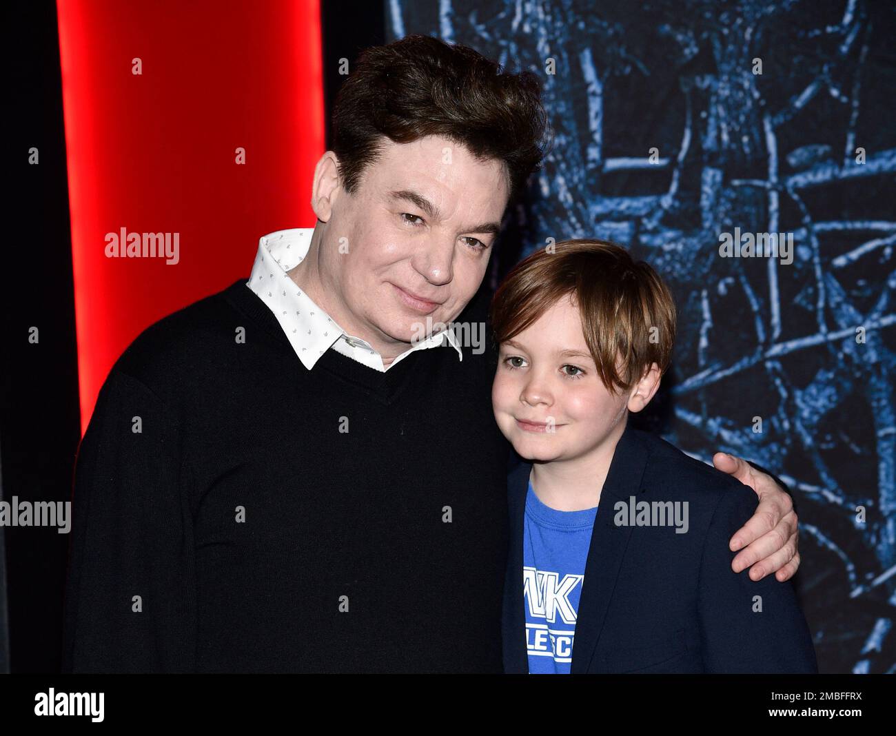 Mike Myers, left, and son Spike Myers attend the premiere of "Stranger ...