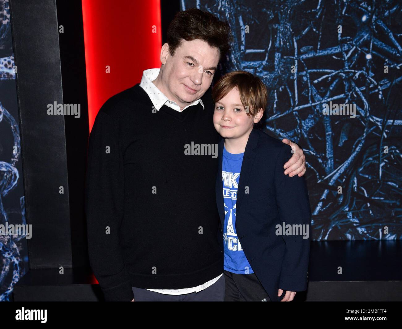 Mike Myers, left, and son Spike Myers attend the premiere of "Stranger ...