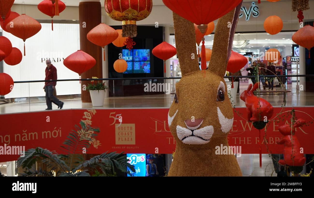 Orange County, USA. 20th Jan, 2023. Rabbit-themed decorations are seen ...