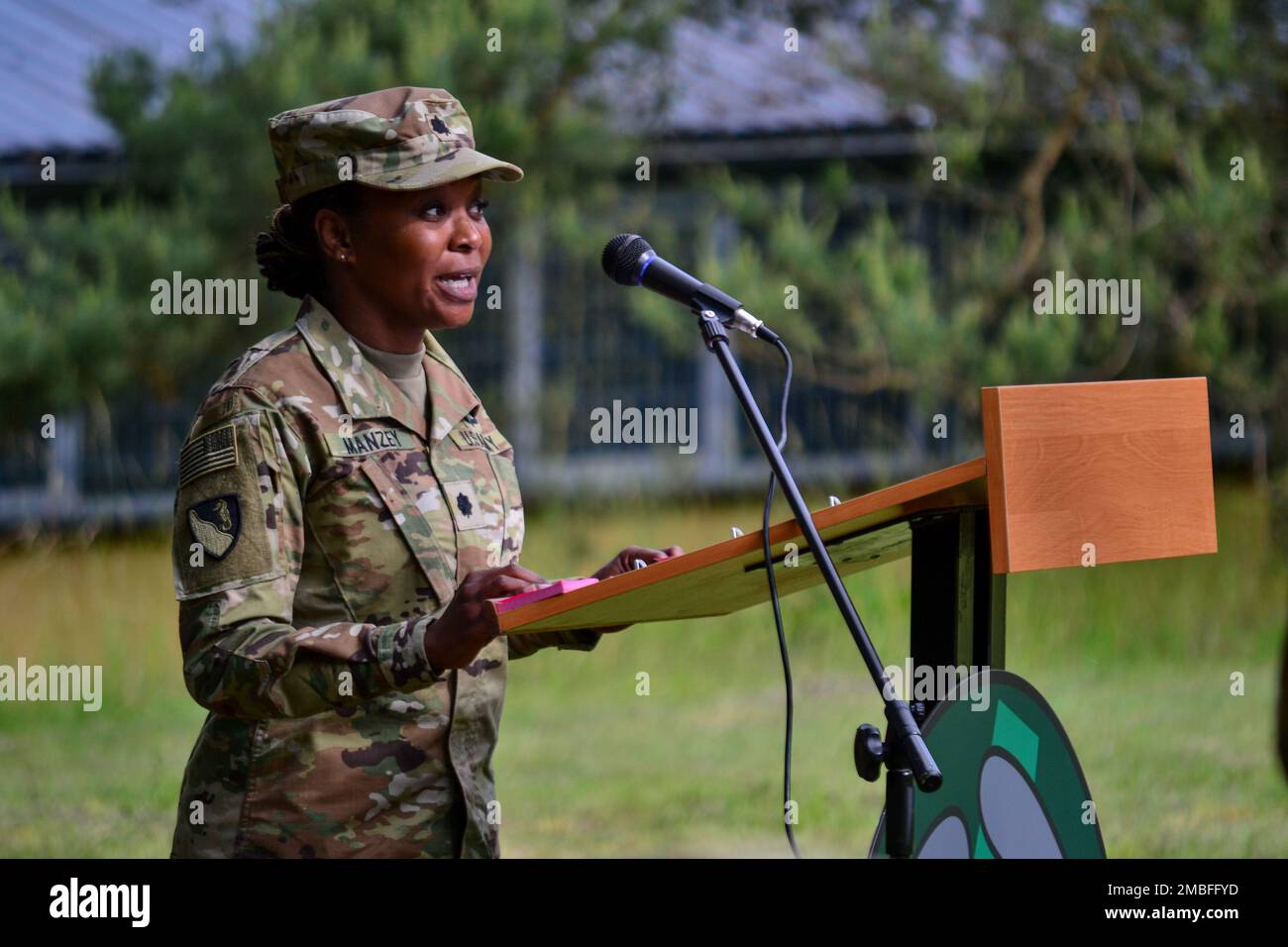 Lt. Col. Latoya Manzey, battalion commander of 588th Brigade Engineer ...