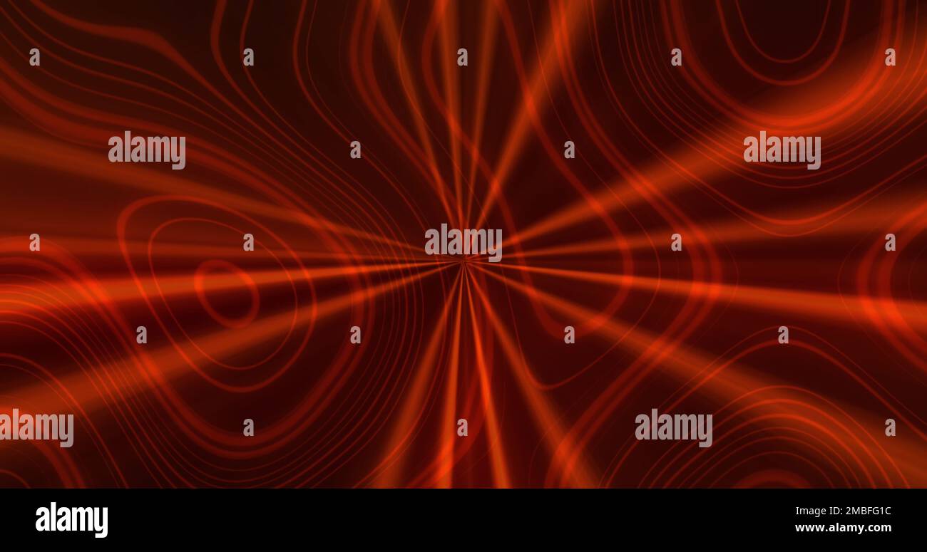 Composition of red light trails and shapes on black background Stock ...