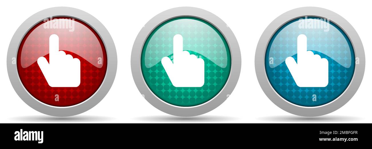Cursor hand vector icon set, glossy web buttons collection Stock Vector ...