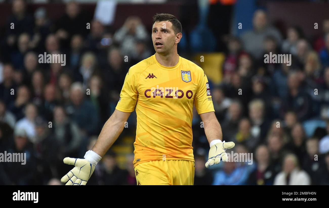 Aston Villa's goalkeeper Emiliano Martinez during the English Premier ...
