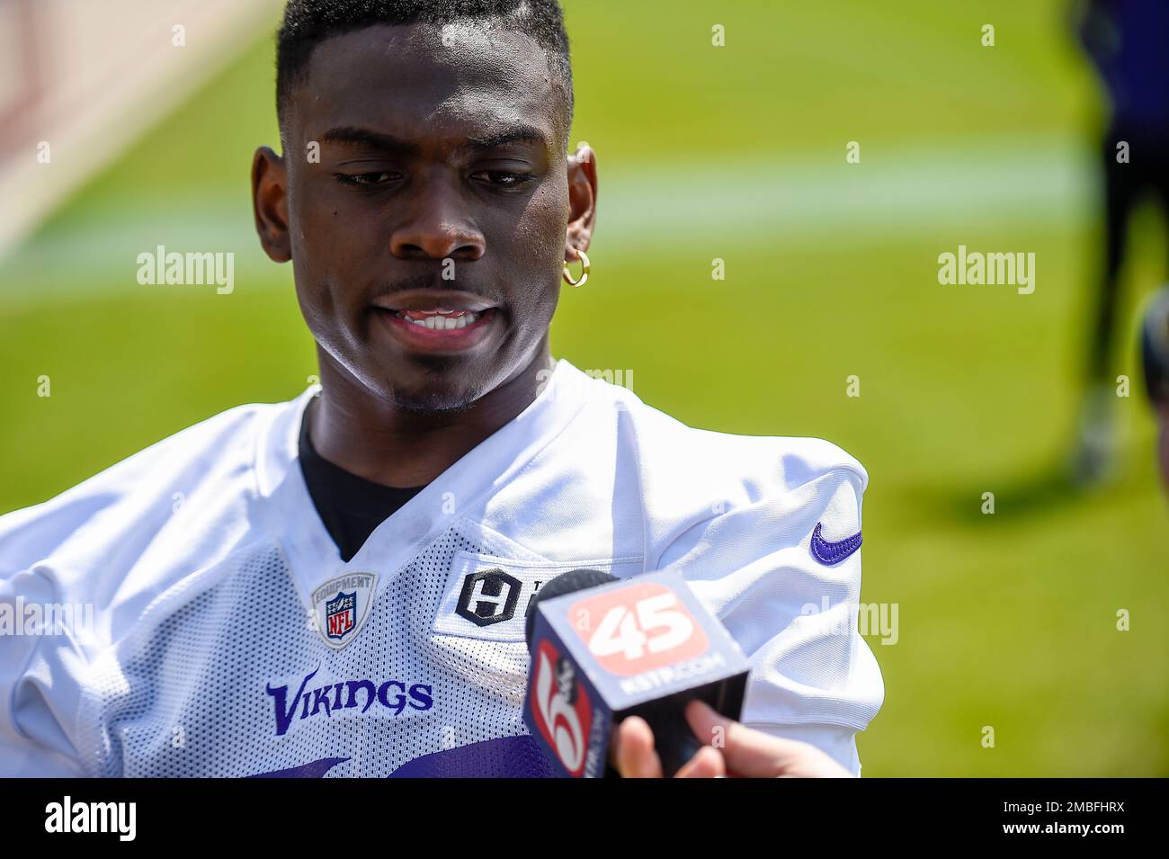 Minnesota Vikings cornerback Andrew Booth Jr. takes part in drills at ...