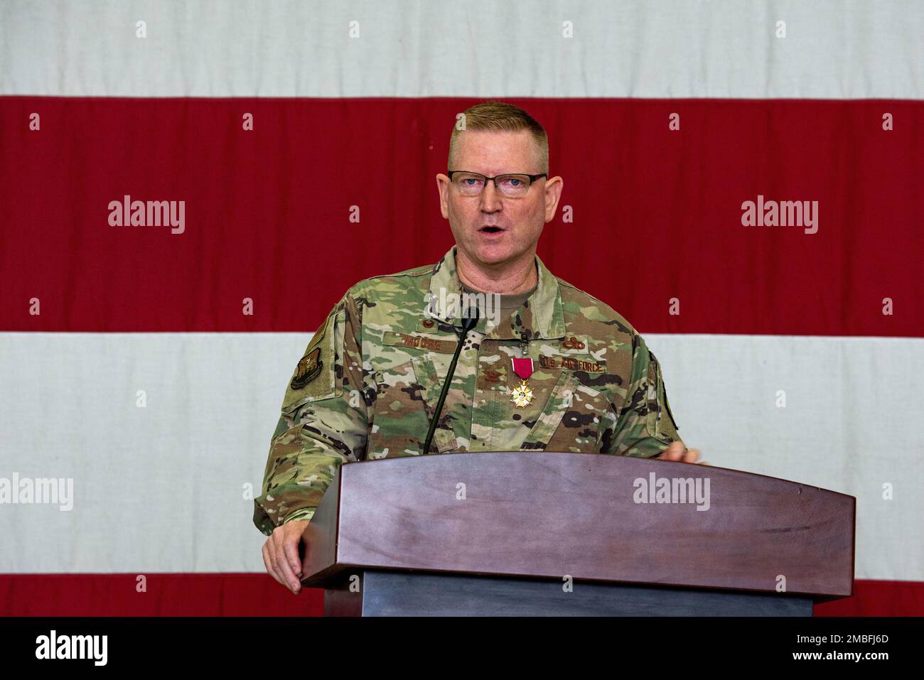 Col. Brian Moore, 51st Maintenance Group outgoing commander, delivers a ...