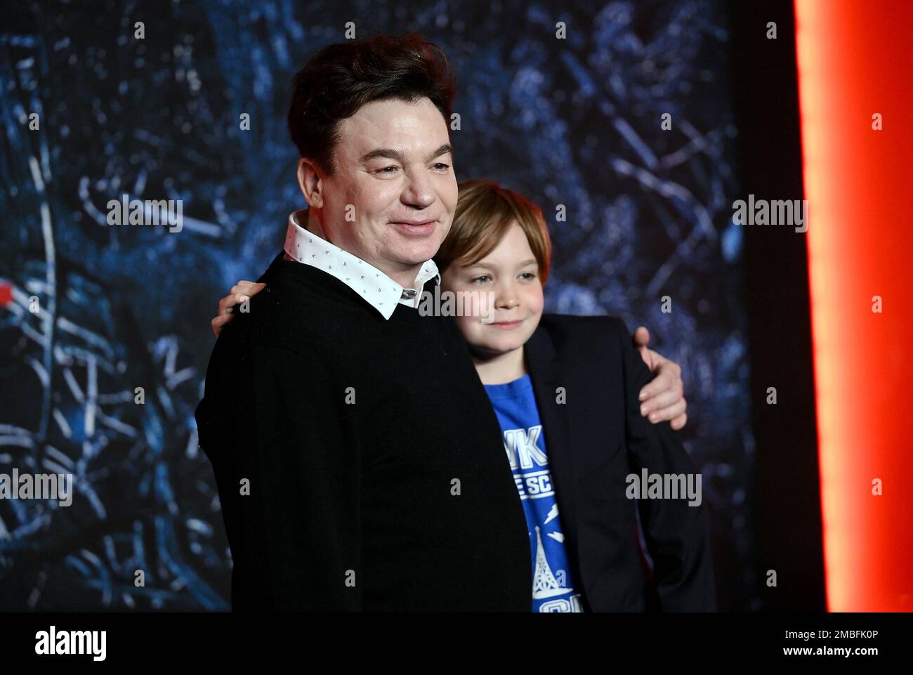 Mike Myers, left, and son Spike Myers attend the premiere of "Stranger ...