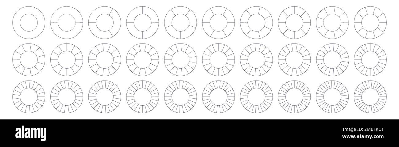 Fractions pie divided for math. Circle pie with pieces. Segment slice ...
