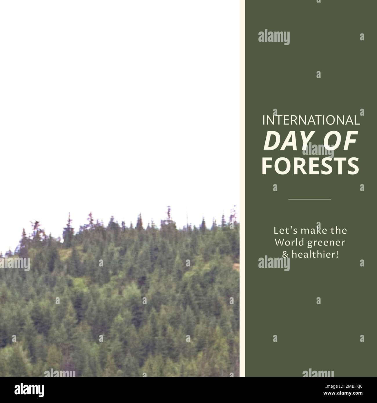 Composition of international day of forests text over forest on green ...