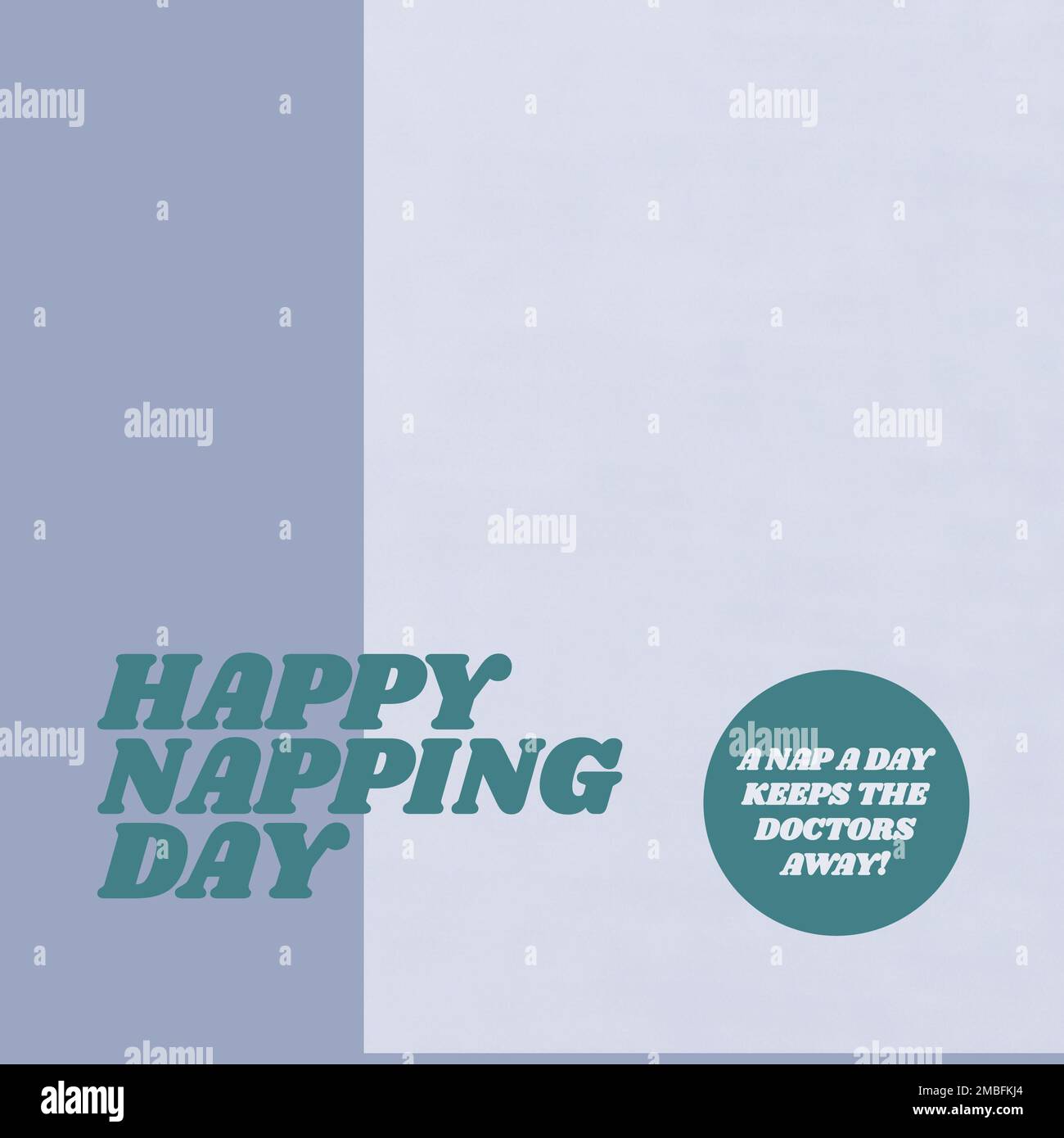 Composition of happy napping day text over blue and grey background ...