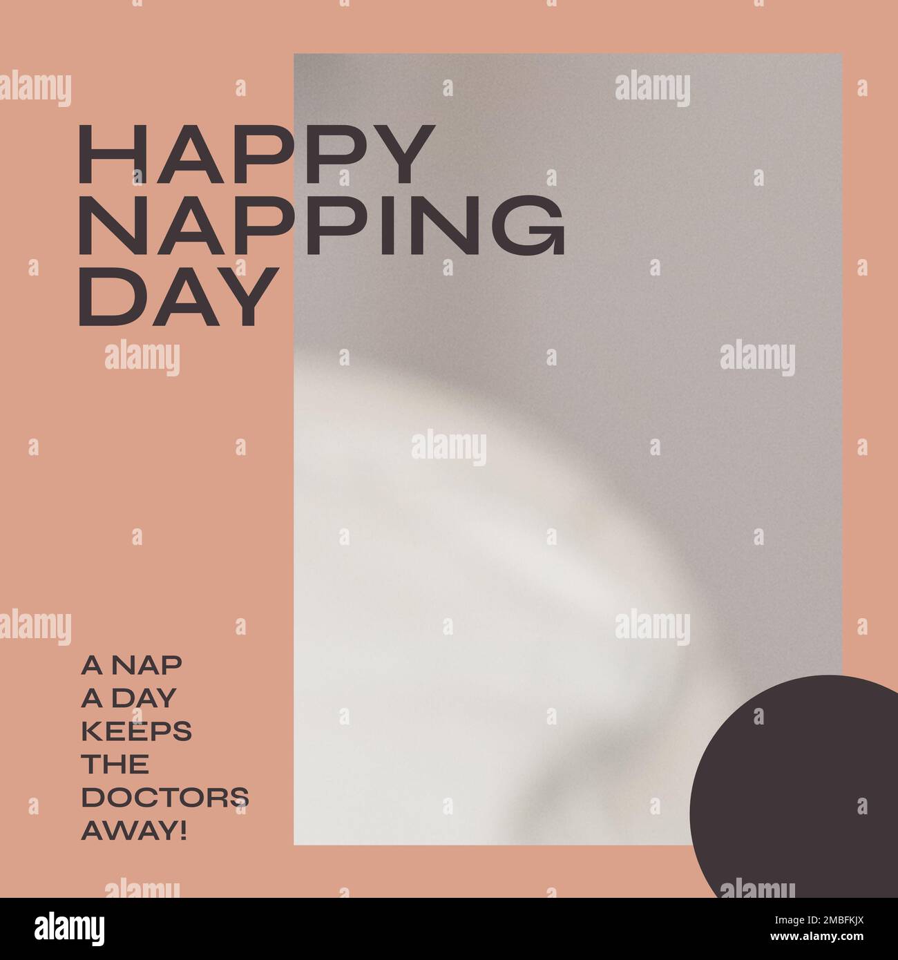 Composition of happy napping day text over pink and grey background ...
