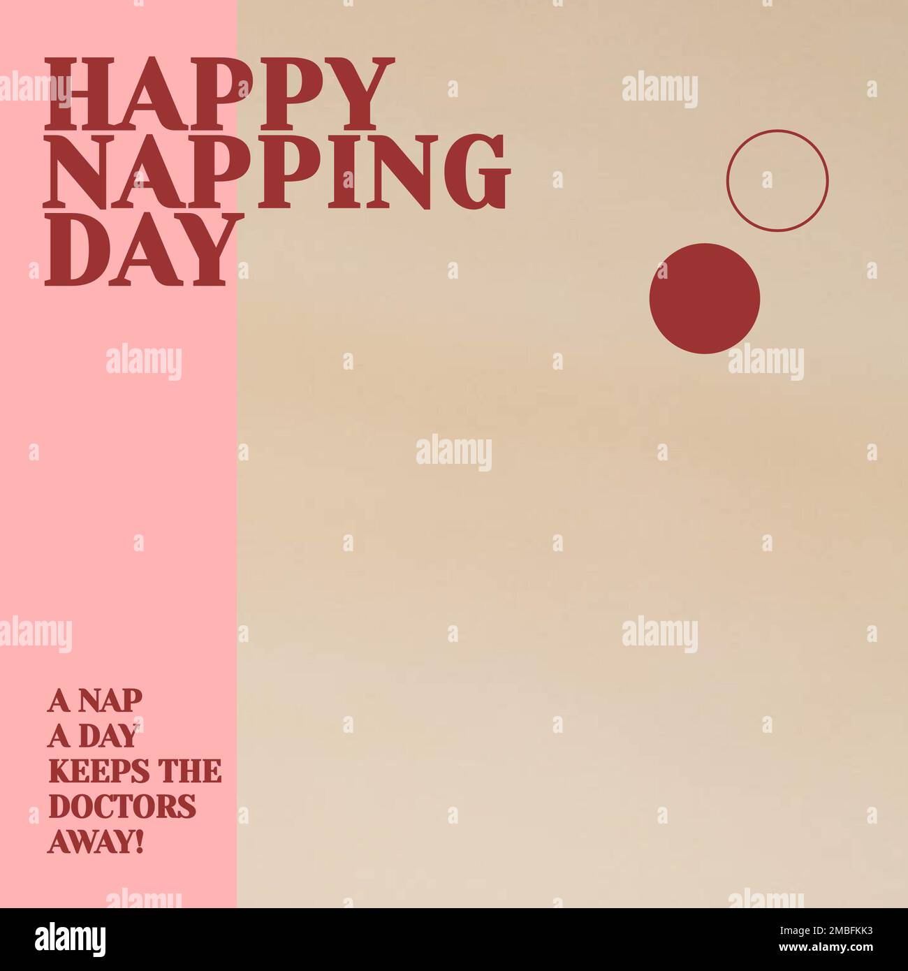 Composition of happy napping day text over pink and beige background ...