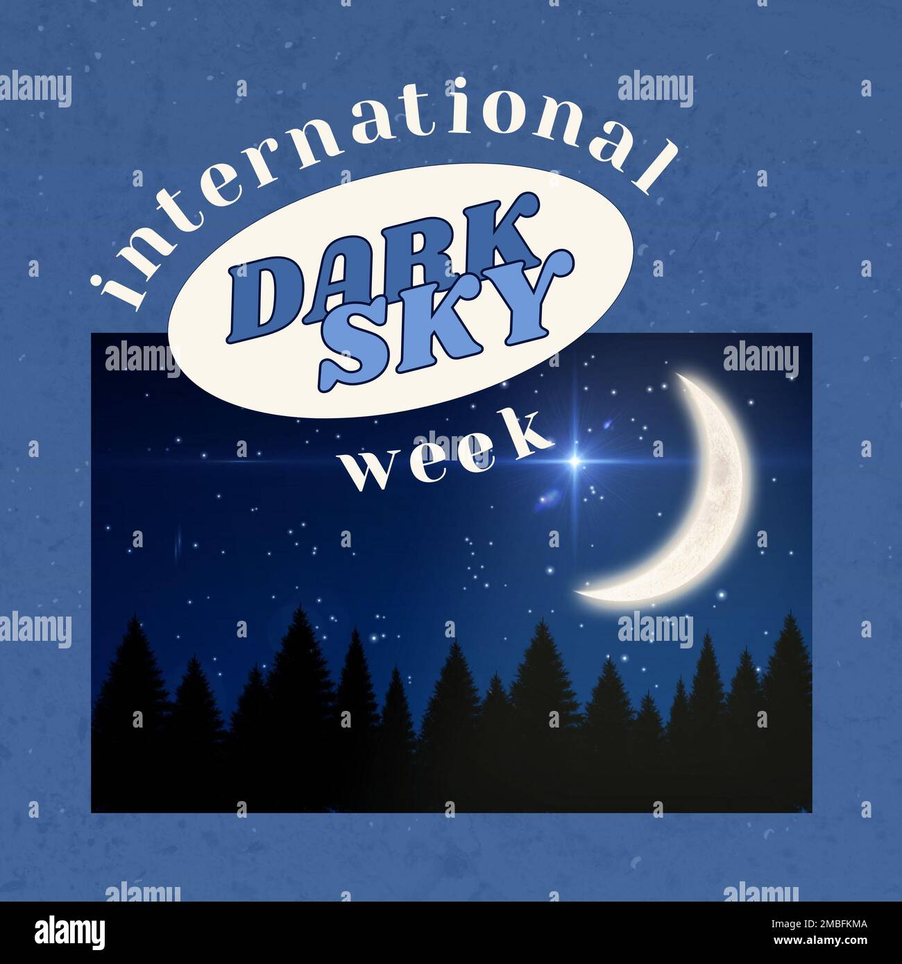 Composition of international dark sky week text over fir trees with ...